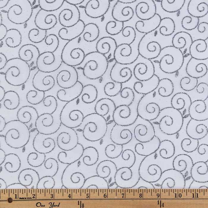 Silver & White Scroll Fabric | Hobby Lobby | 5223508